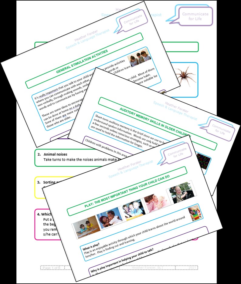 Speech & Language Therapy Activity Sheets to Help Your Child: - Etsy