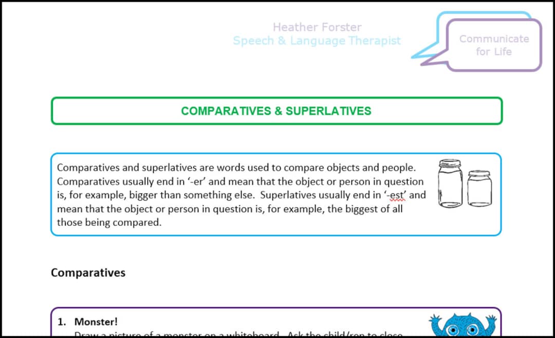 Speech & Language Therapy Activity and Information Sheets to Help ...