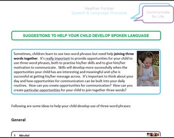 Speech & Language Therapy Activity Sheets to Develop Your - Etsy