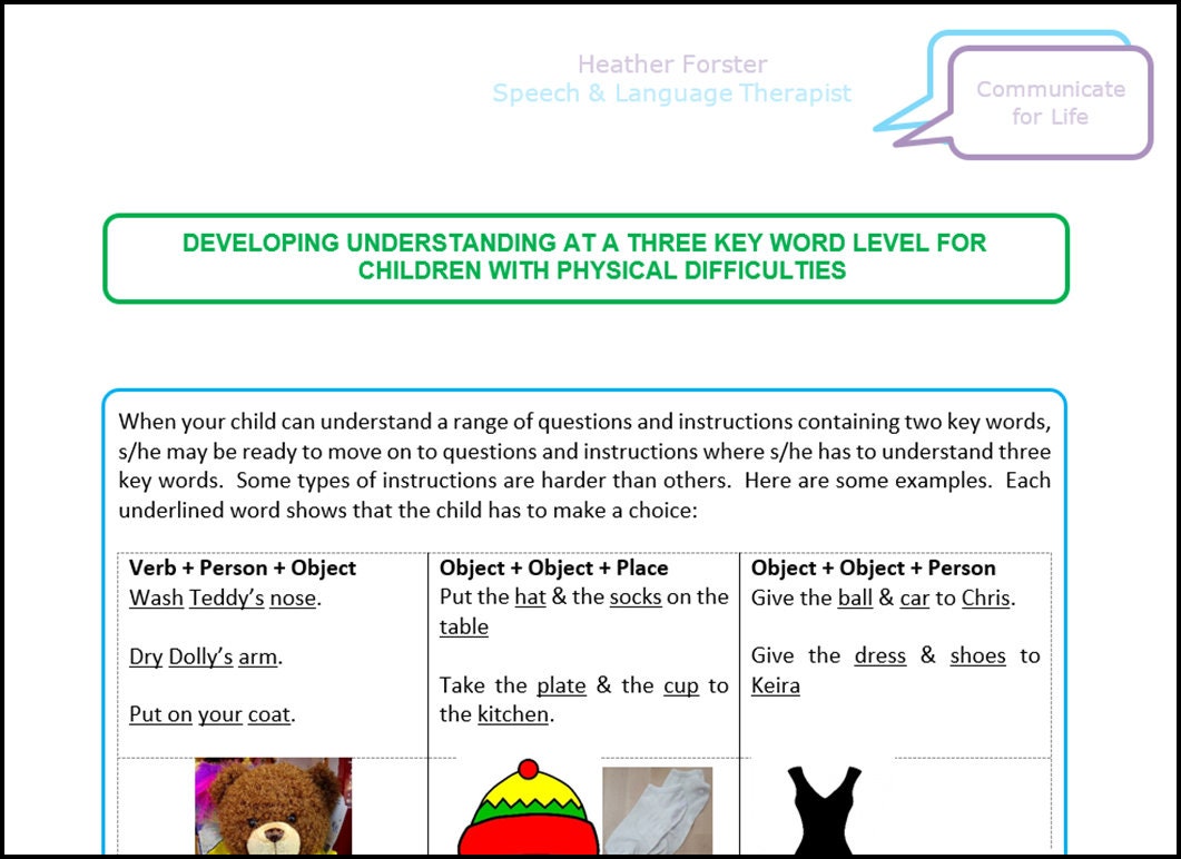 Speech & Language Therapy Information Sheets to Help Communication ...