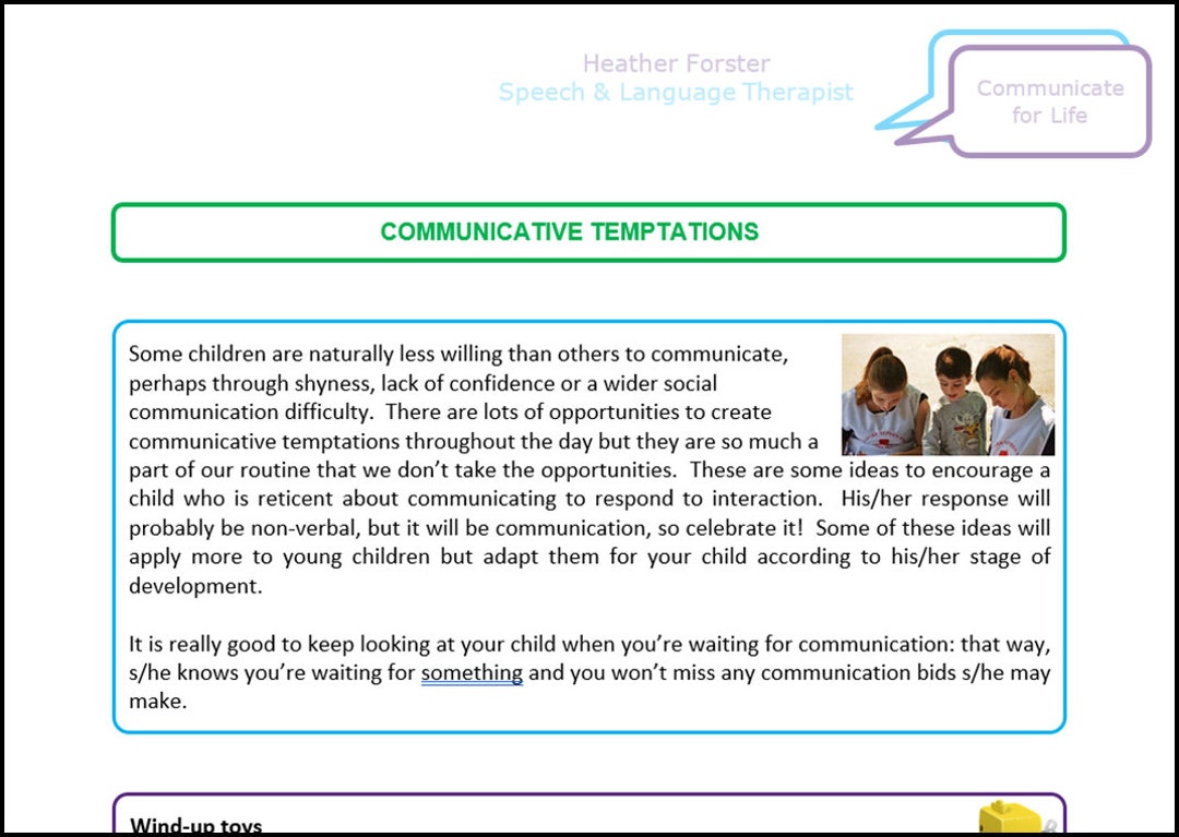 Speech & Language Therapy Activity and Information Sheets to Help ...