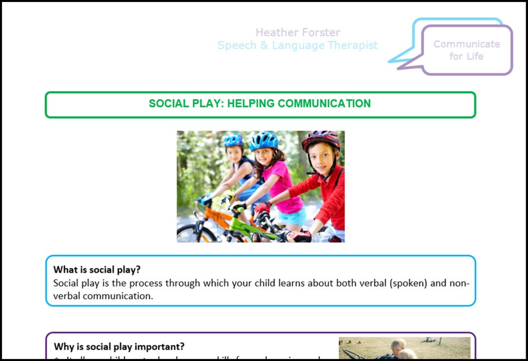 Speech & Language Therapy Activity and Info Sheets to Help Develop Your ...