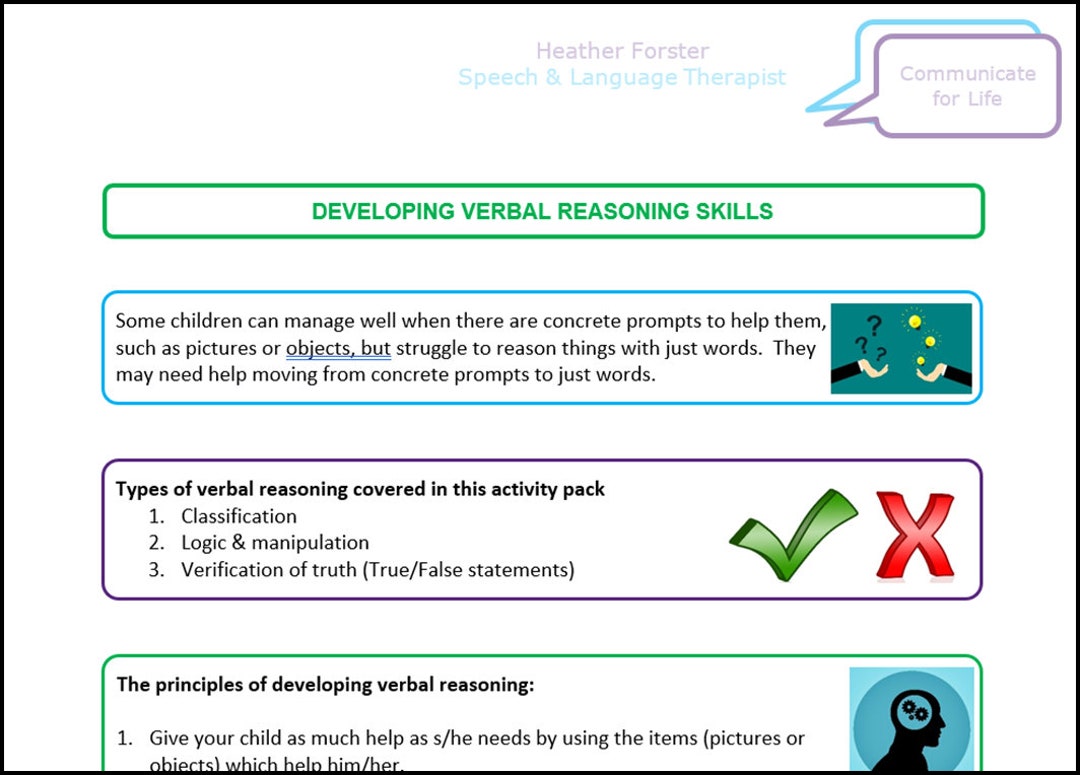 Speech & Language Therapy Activity and Information Sheets to Help ...