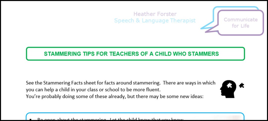 Speech & Language Therapy Activity and Information Sheets to Help ...