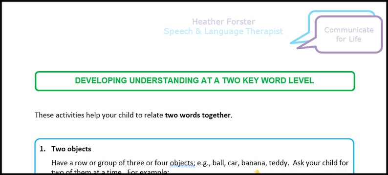 Speech & Language Therapy Activity Sheets to Help Your Child ...