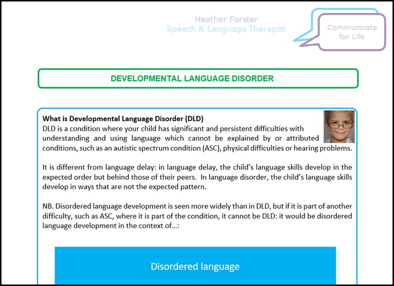 Speech & Language Therapy Activity and Information Sheets to Help ...