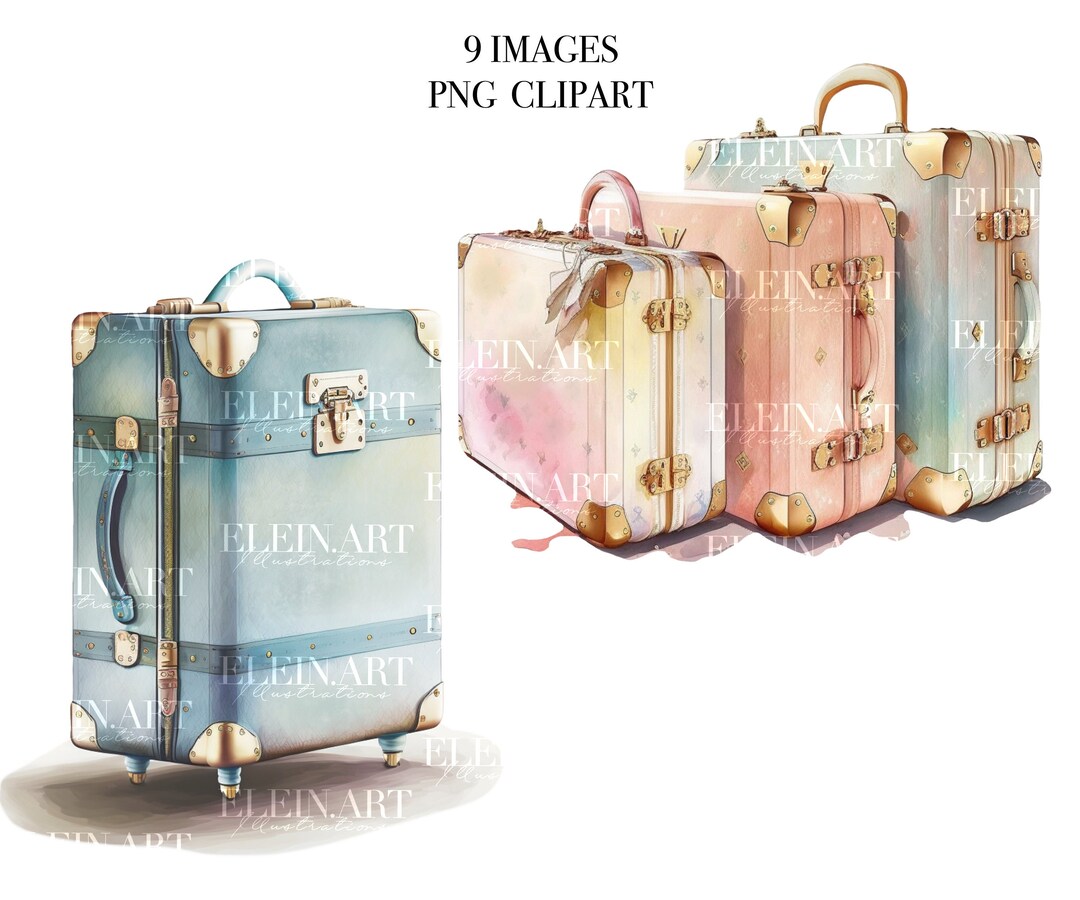 Travel Suitcase Clipart, Watercolor Travel Clipart, Watercolor Vacation ...