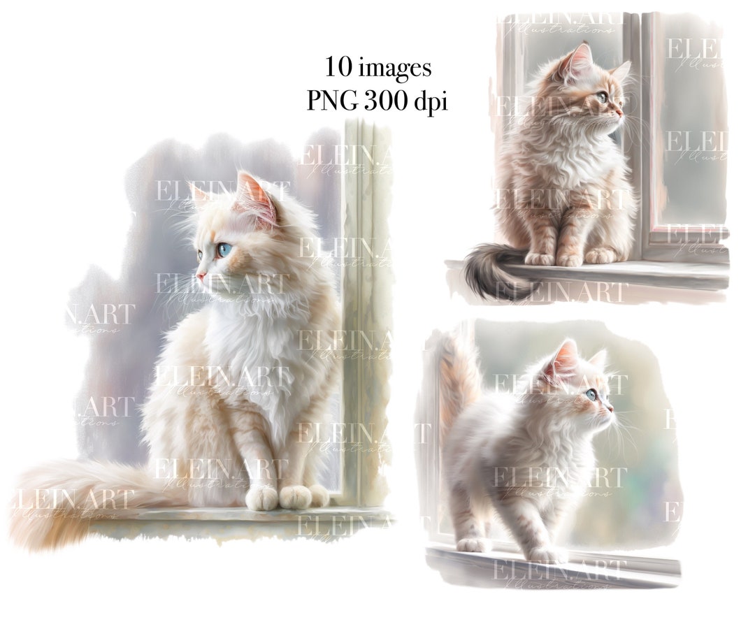 Kitten Clipart Watercolor Kittens Digital Kitten Cute - Etsy
