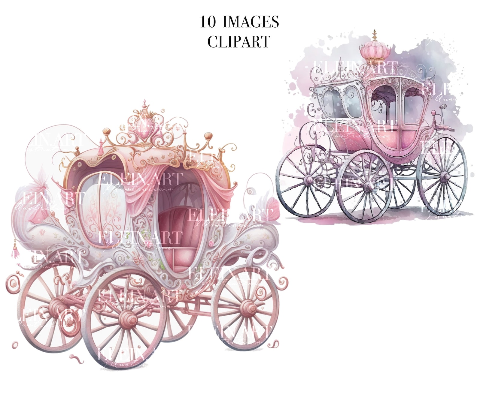 Baby Girl Watercolor, Carriage Clipart, Baby Shower Art, Birthday ...