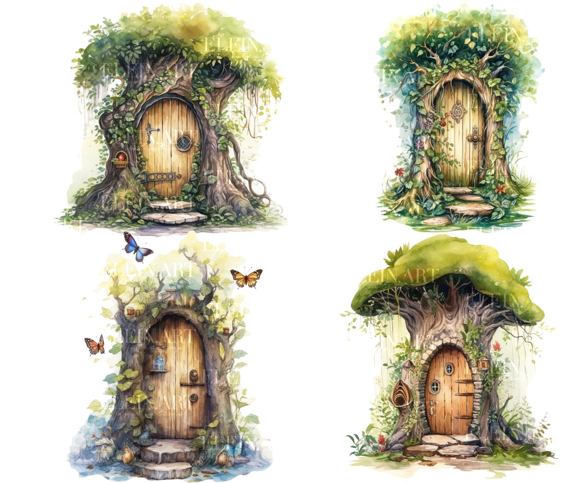Forest Fairy Clipart, Fairy Door Clipart, Forest Fairy Watercolor ...