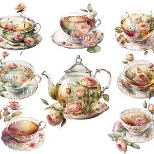 Tea Party Watercolor,tea Illustration, Digital Teapot,watercolor Cup ...
