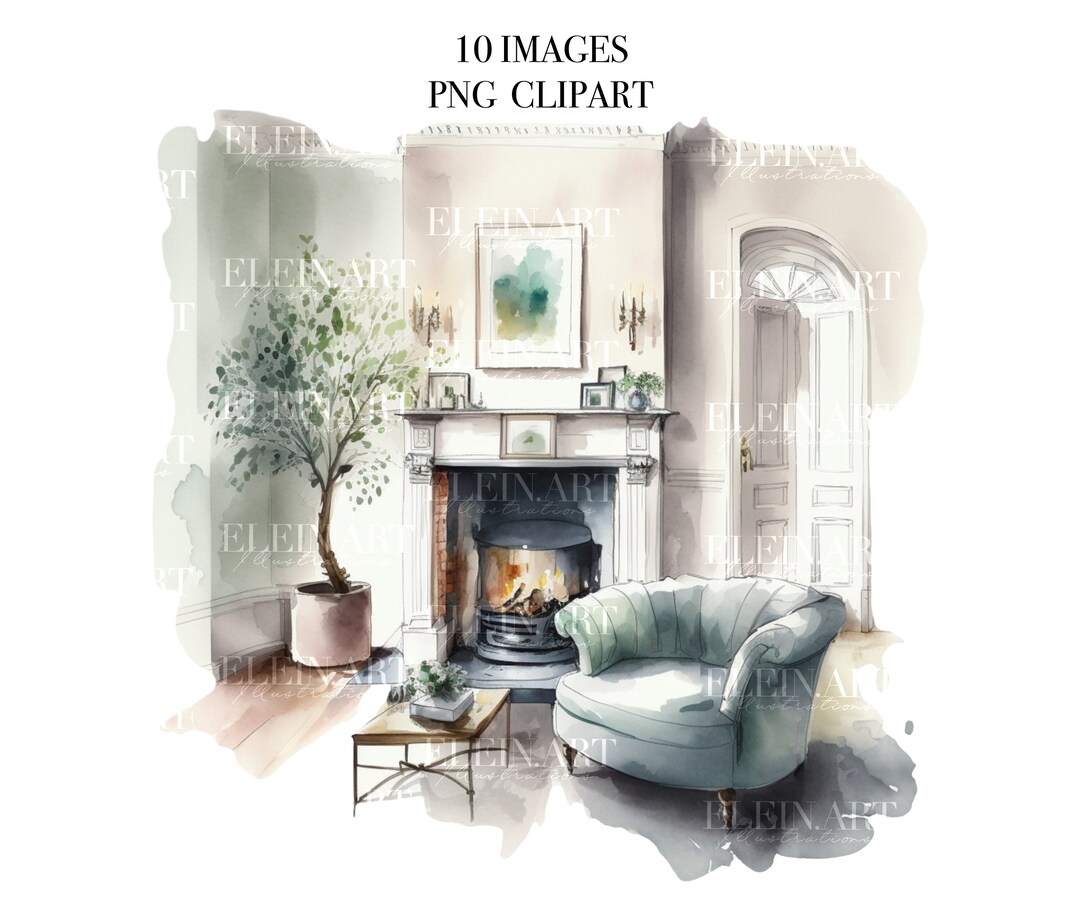 Cozy Home Clipart Watercolor House Clipart Watercolor - Etsy