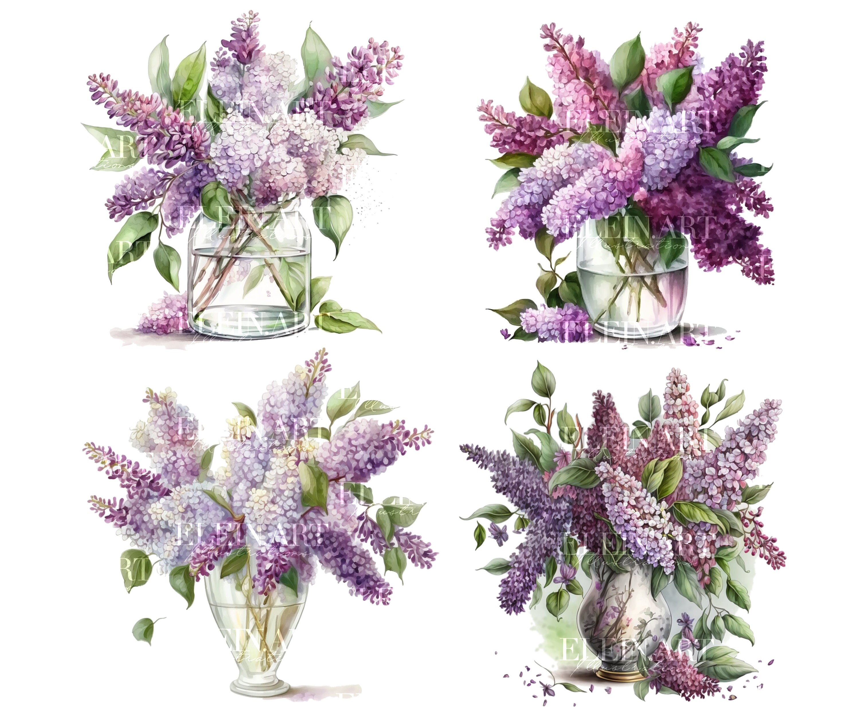 Watercolor Lilac Clipart Watercolor Lilac Purple Lilac - Etsy