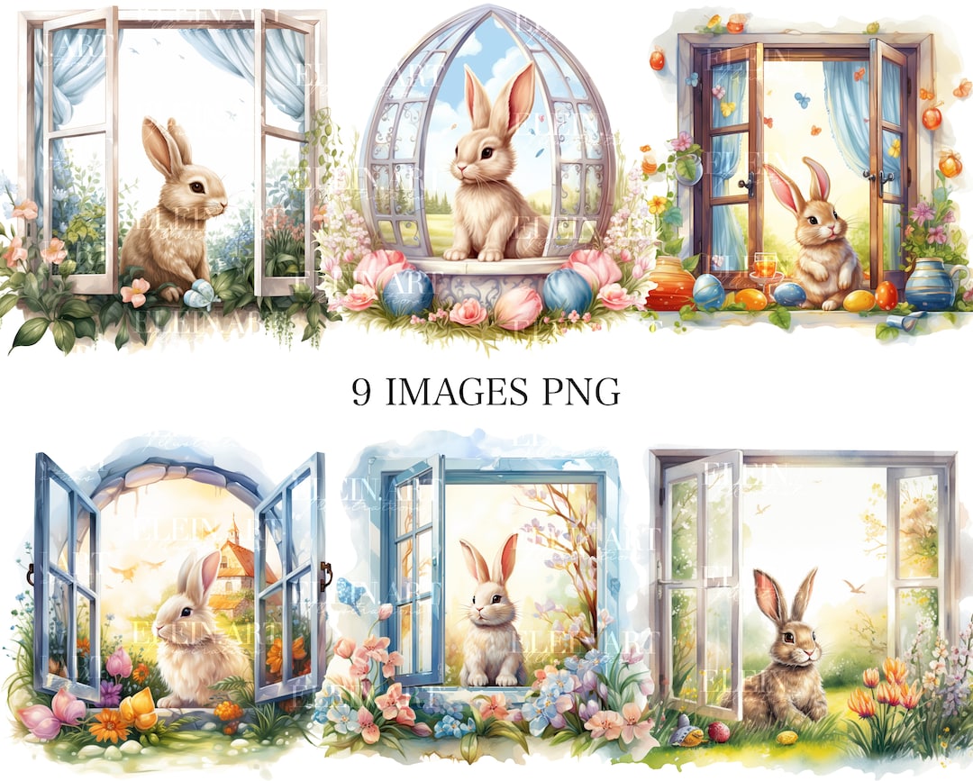 Easter Bunny Clipart, Watercolor Bunny PNG, Rabbit Clipart, Easter ...