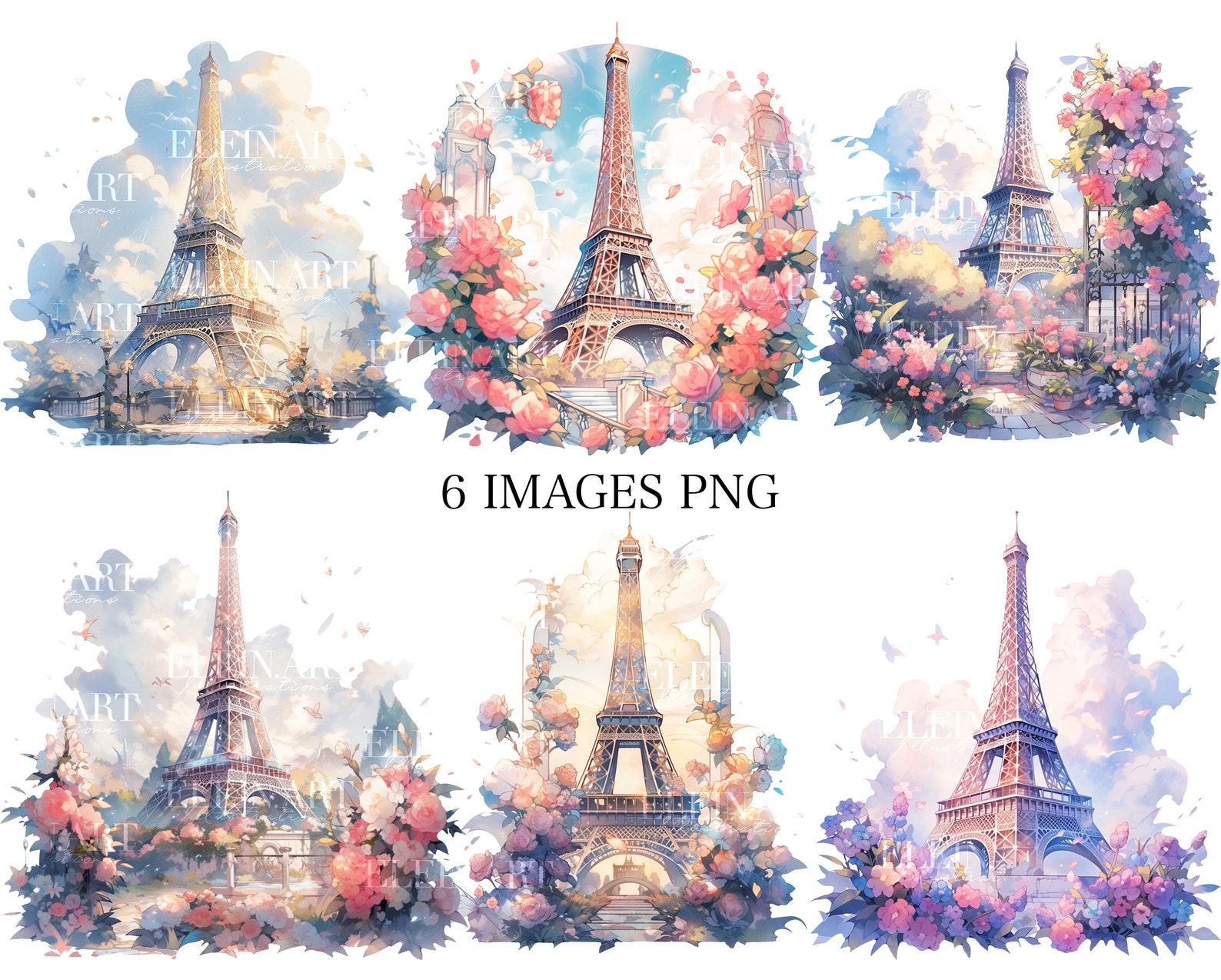 Paris Clipart, Eiffel Tower PNG, Eiffel Tower Clipart, Watercolor Paris ...