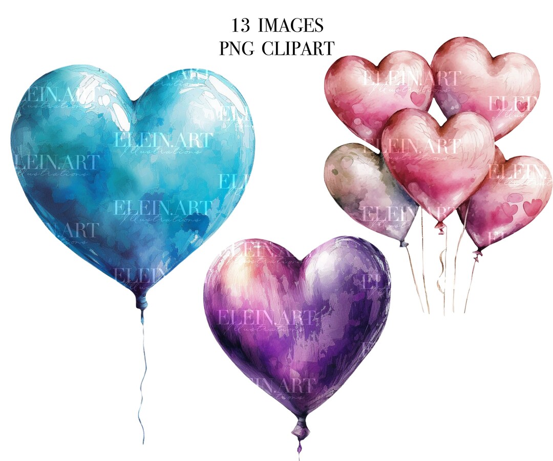 Watercolor Balloons Clipart Watercolor Birthday Party - Etsy