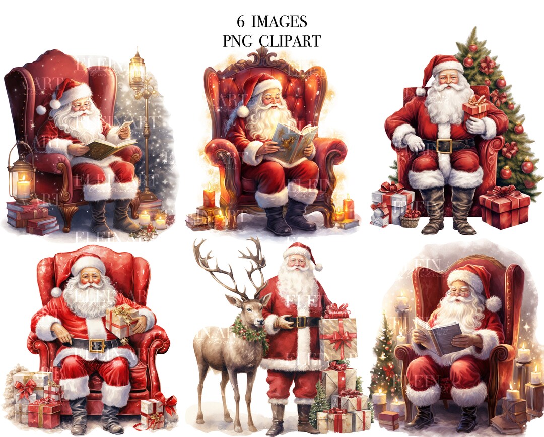 Watercolor Santa Clipart, Winter Holidays, Christmas Clipart, Christmas ...