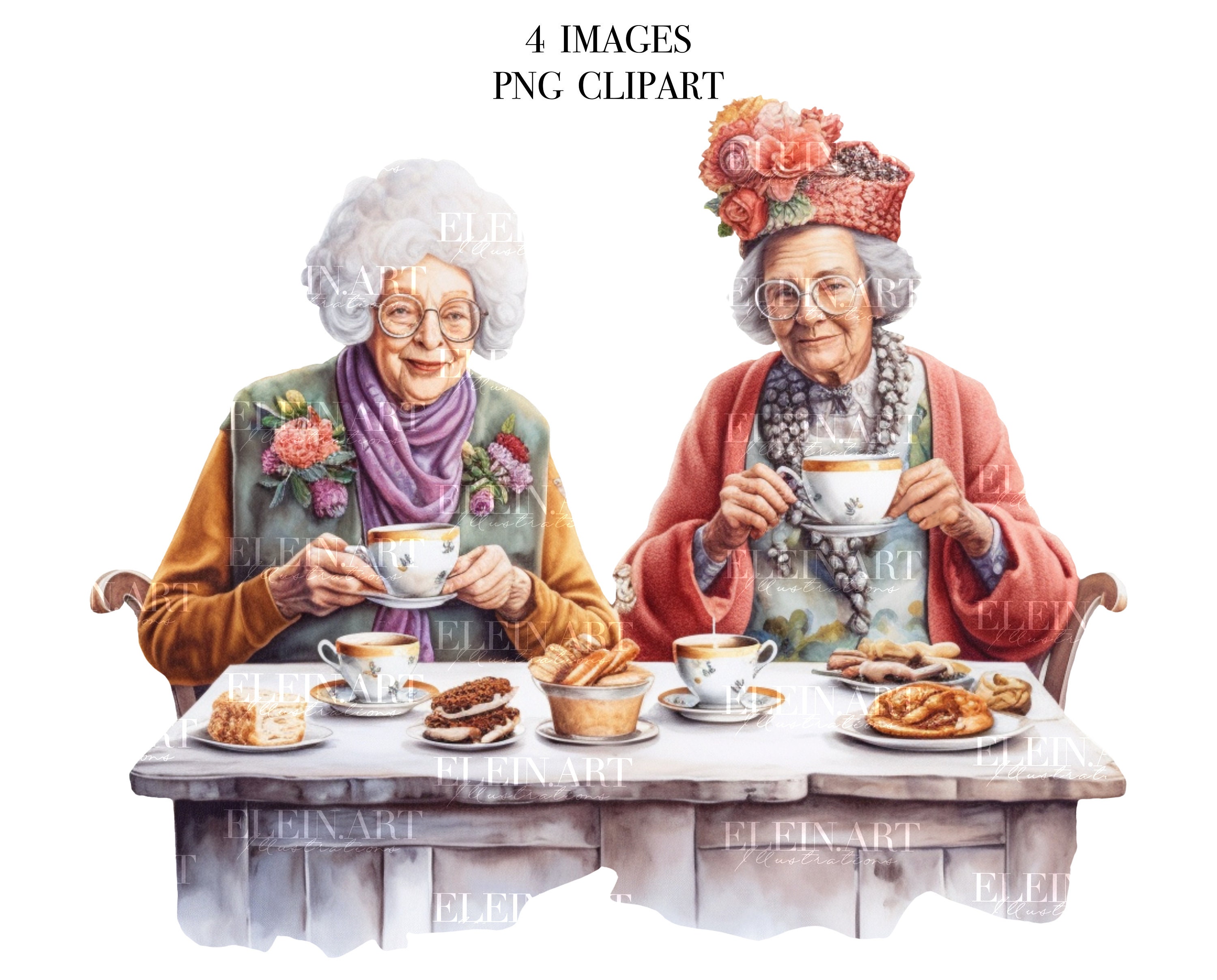 Old Ladies Clipart, Tea Time Clipart, Old People Clipart, Downloads ...