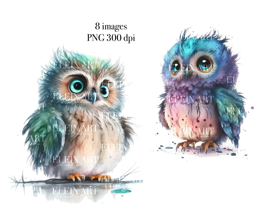 Watercolor Owl , Cute Owl Art , Owl Clipart , Owl Digital Print ...