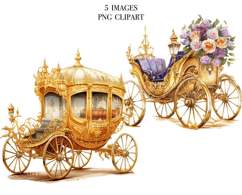 Princess Carriage Clipart, Cinderella Carriage PNG, Carriage Art ...