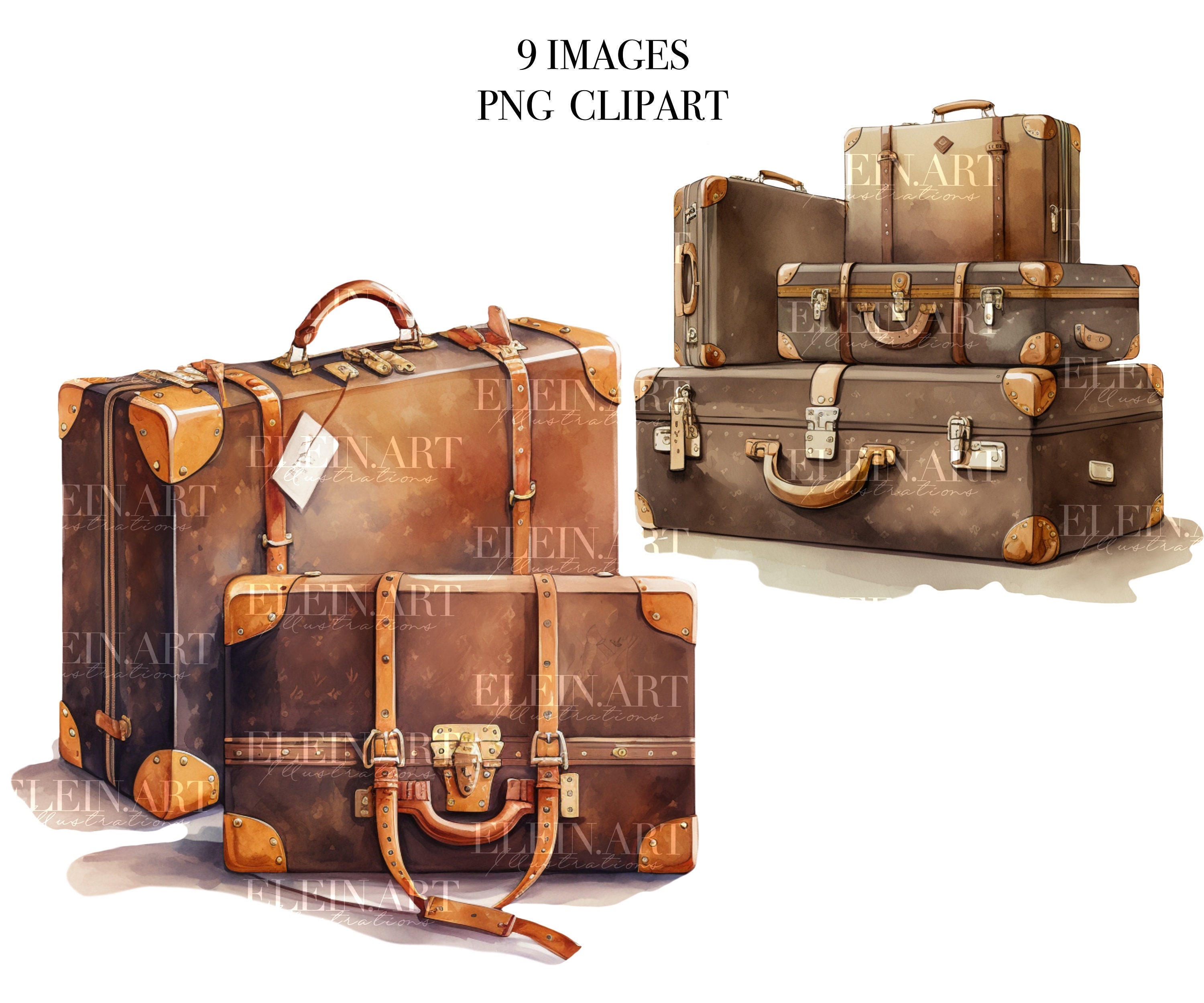 Travel Suitcase Clipart, Watercolor Travel Clipart, Travel Digital ...