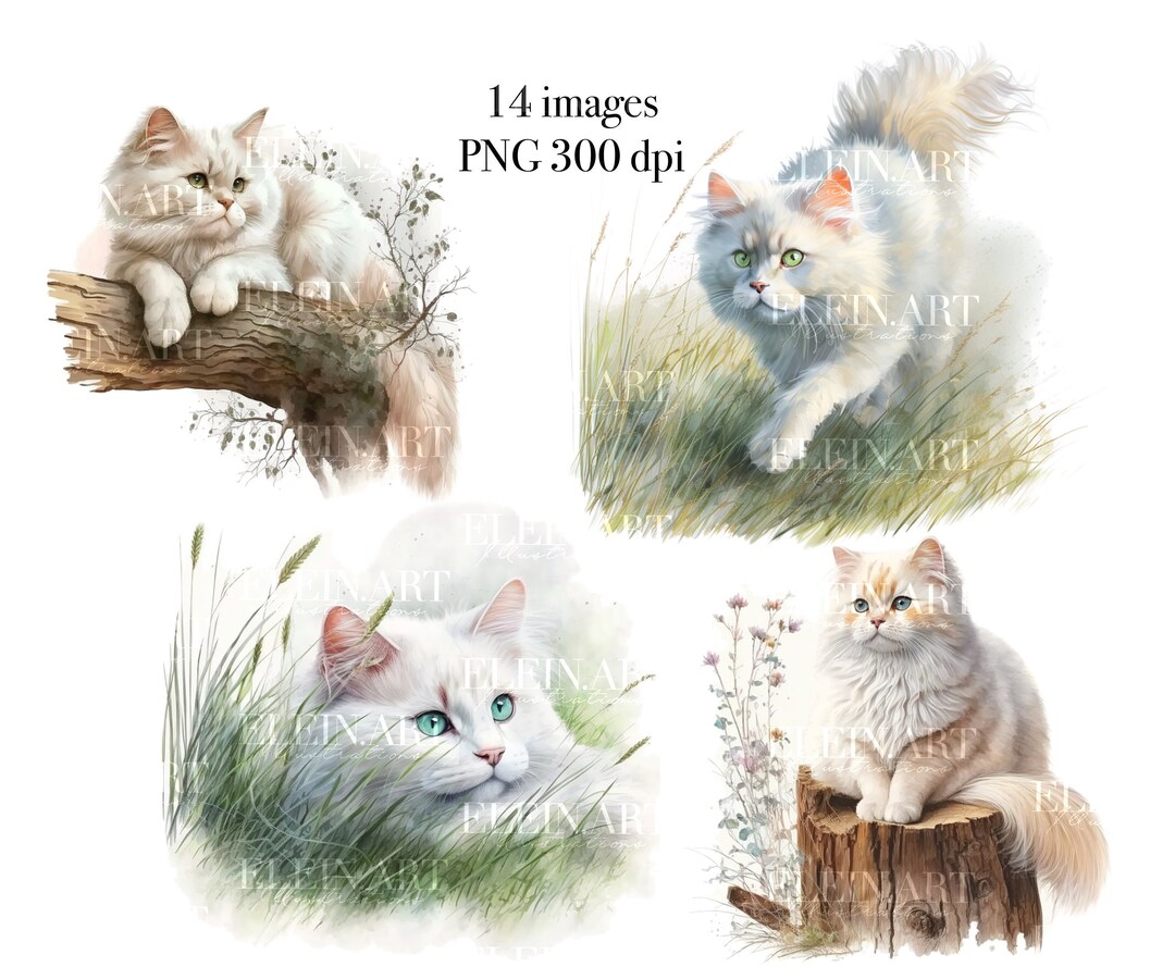Digital Cats , Watercolor Cat , Illustration Cats , Cute Cat Art ...
