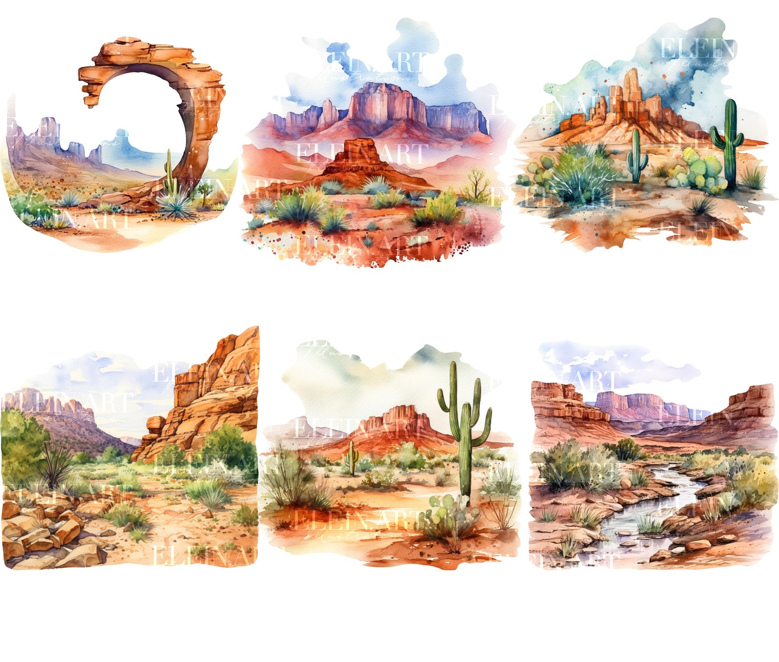 Western Desert Landscape, Western Landscape Prints, Western PNG Bundle ...