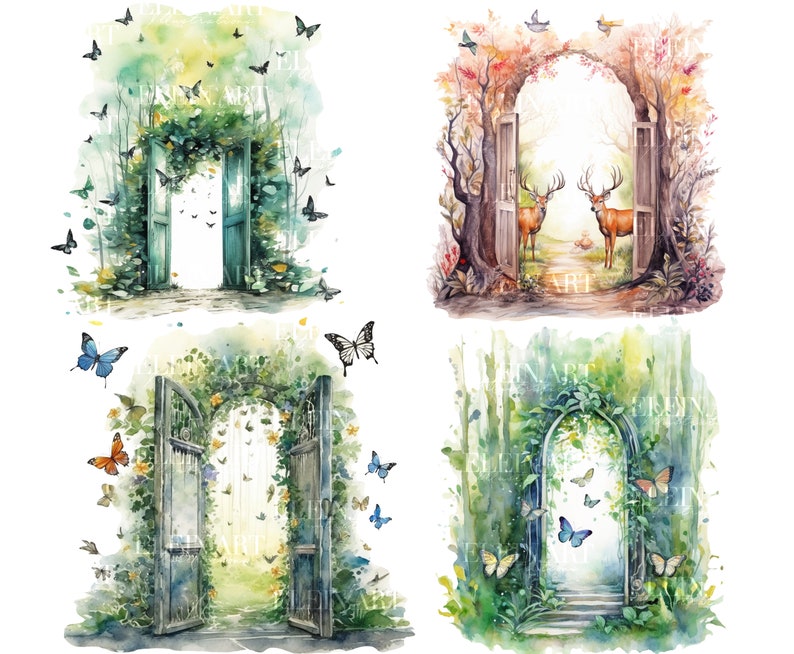 Forest Fairy Clipart, Forest Fairy Watercolor, Fairy Door Clipart ...