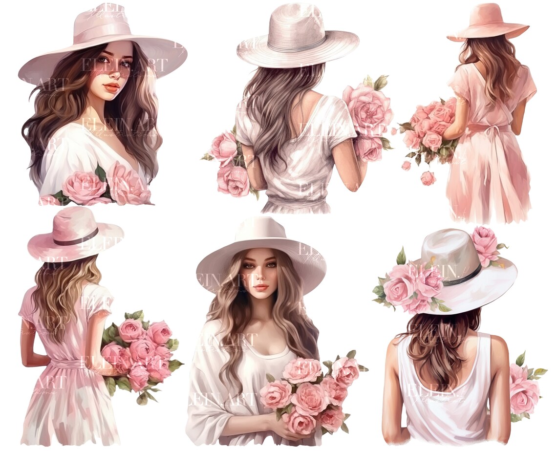 Watercolor Girl Clipart, Summer Girl Watercolor, Fashion Girl Clipart, Girl Illustration Art ...