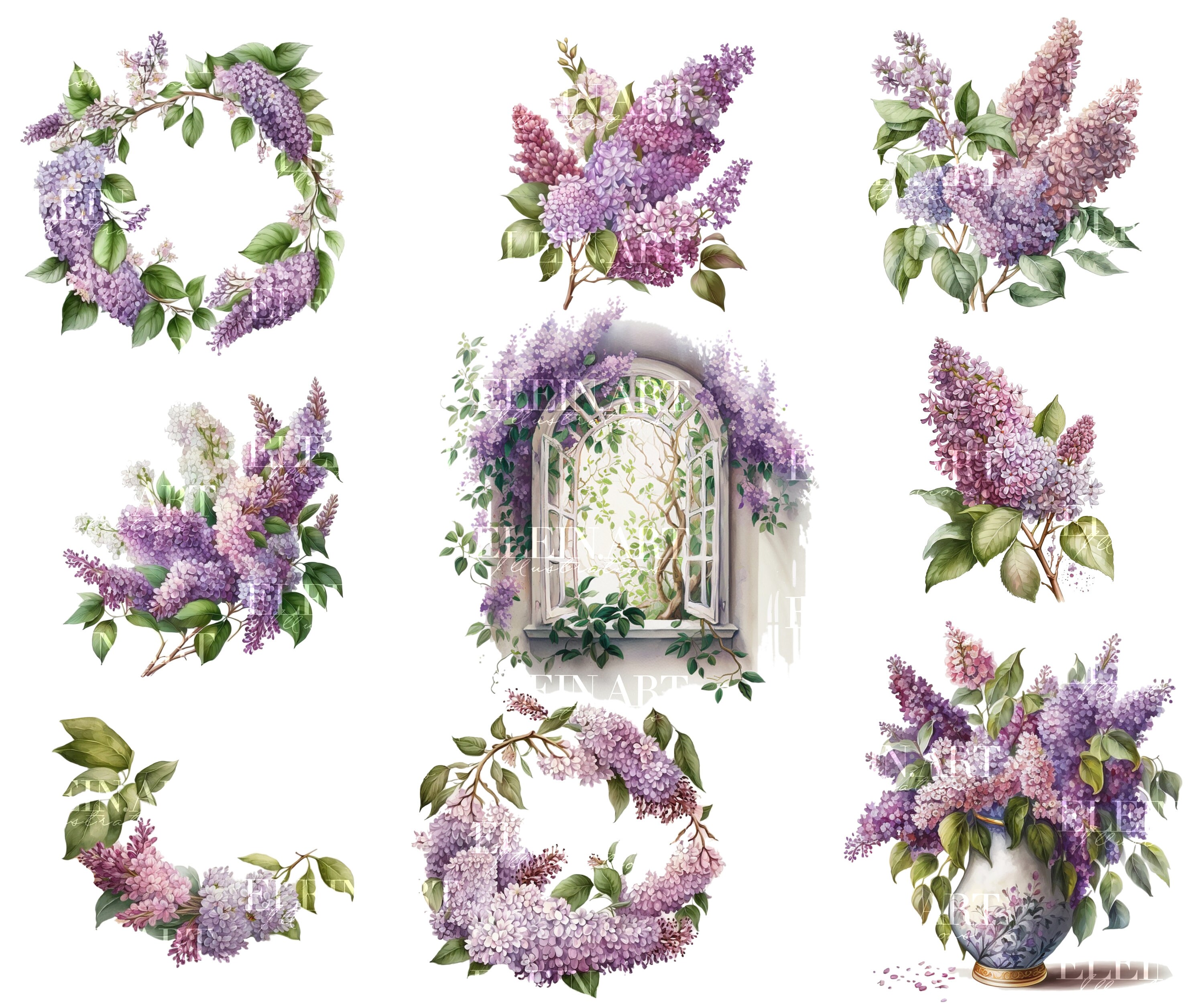 Watercolor Lilac Clipart Watercolor Lilac Purple Lilac - Etsy
