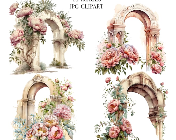 24 JPG, Vintage Garden Arches Clipart, Flower Dome Clipart, Wedding ...