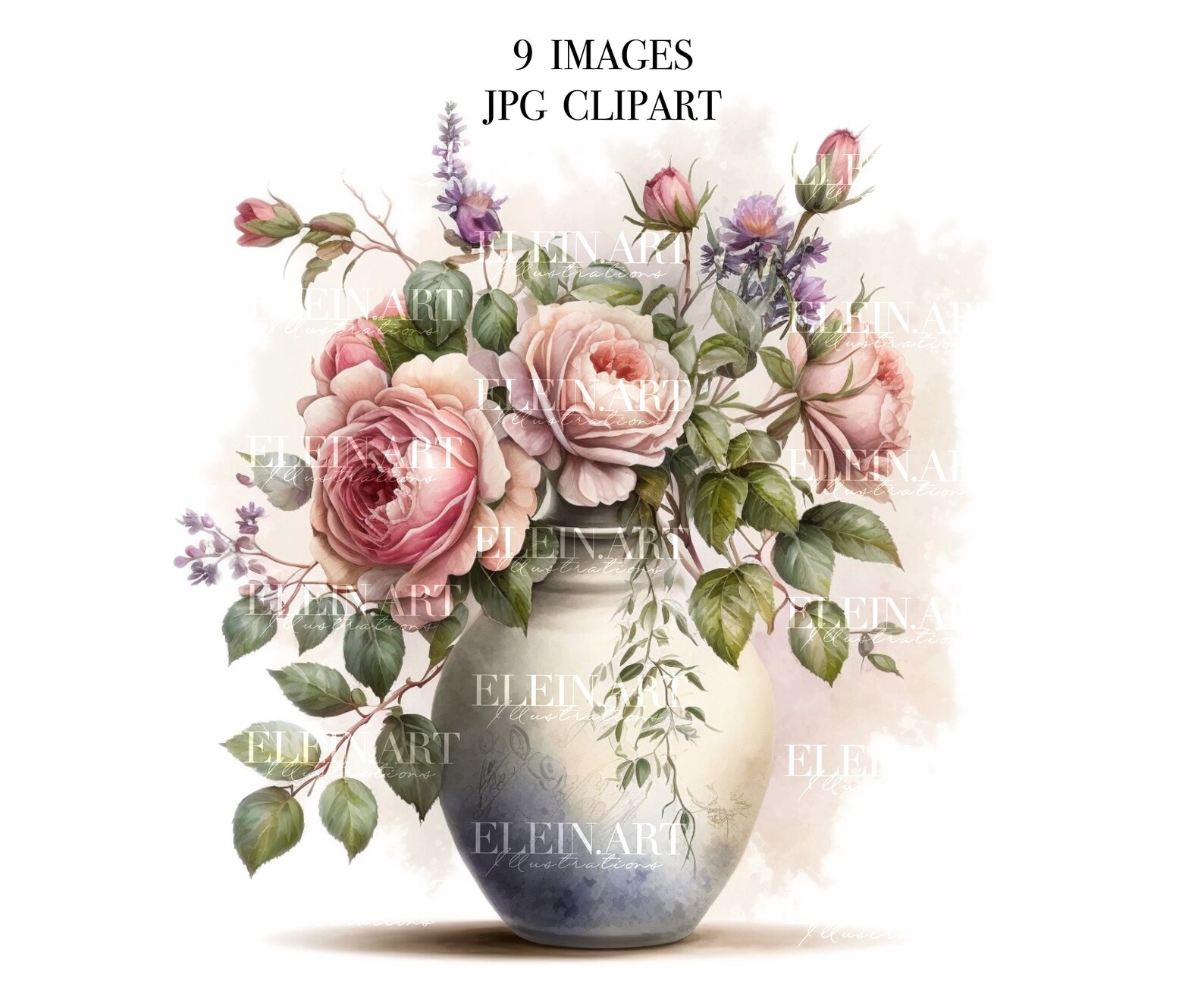 Watercolor Roses Clipart Pink Roses Flower Watercolor Pink - Etsy