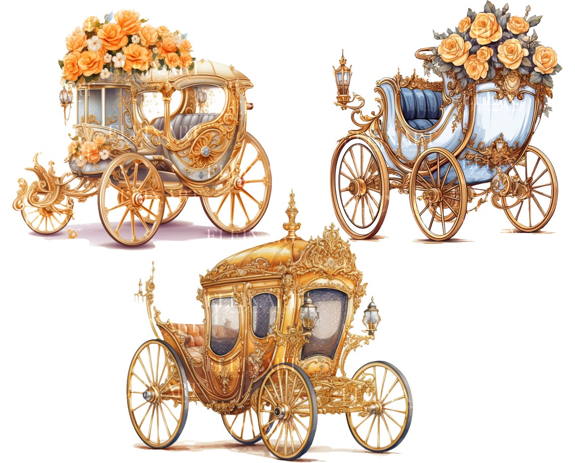 Princess Carriage Clipart, Cinderella Carriage PNG, Carriage Art ...