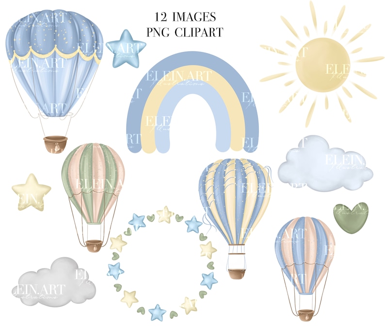Hot Air Balloon Watercolor, Balloons Nursery Decor, Baby Shower ...
