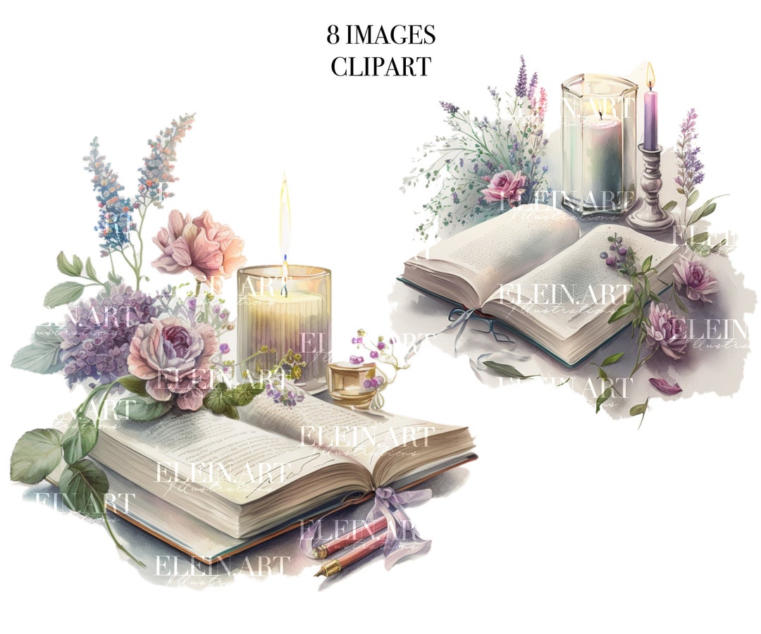 Cute Watercolor Book, Watercolor Clipart, Watercolor Bookworm Clipart ...