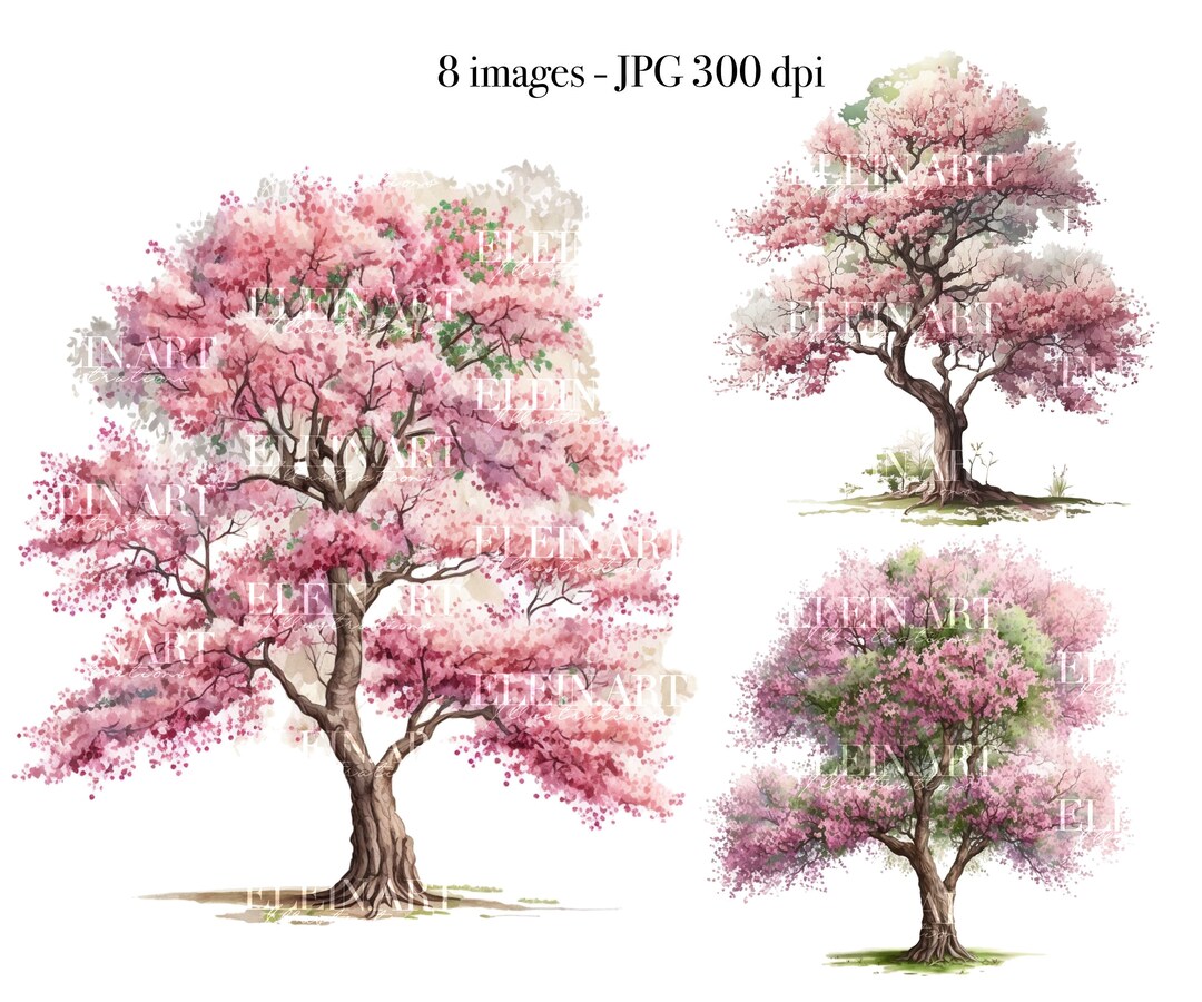 Cherry Tree Watercolor Clipart, Cherry Tree Clipart, Sakura Tree ...