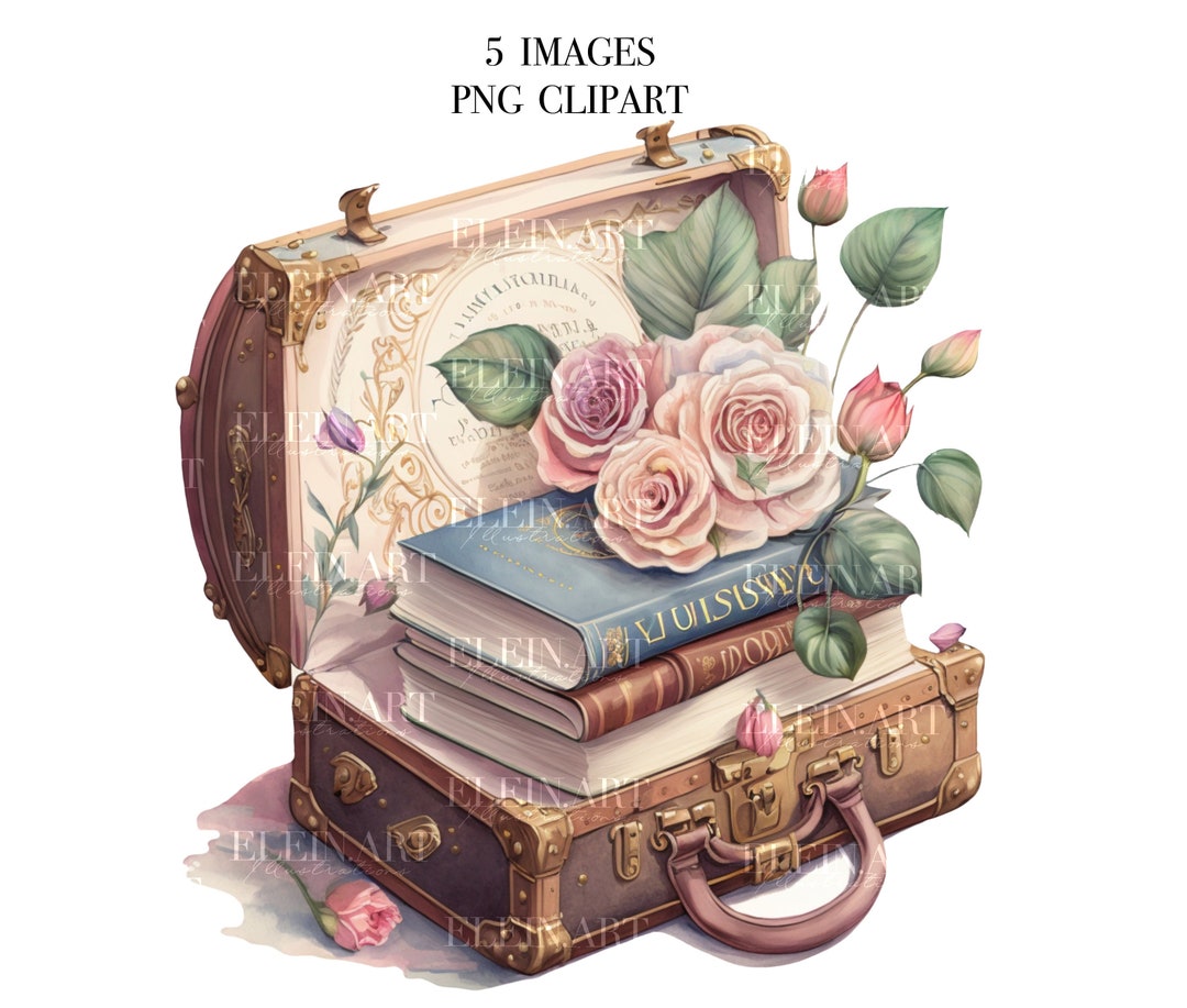 Watercolor Book Clipart, Fairy Books, Book Flower Art, Watercolor ...