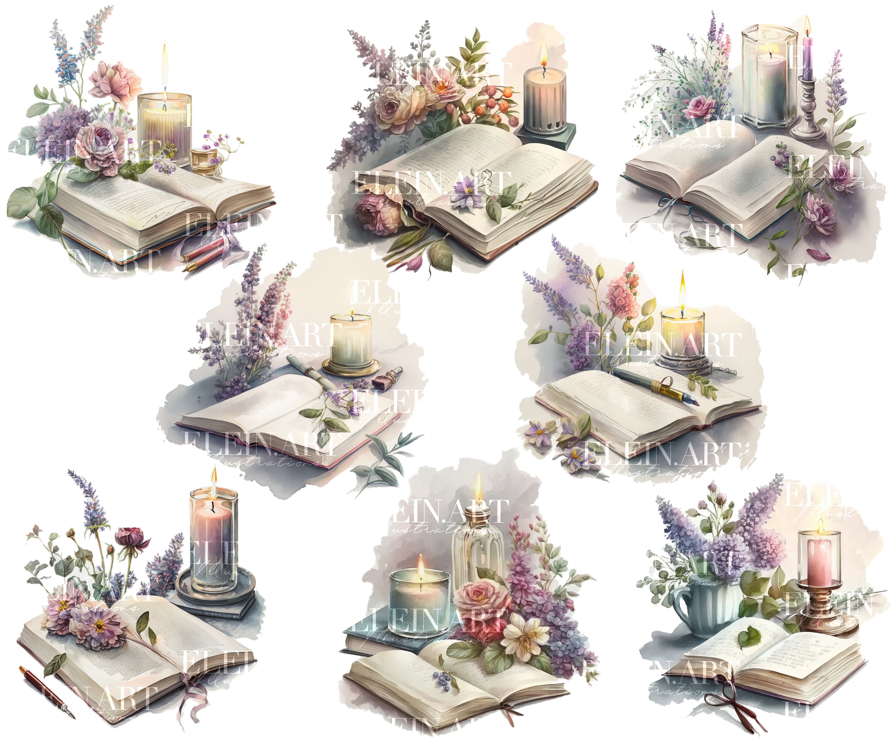 Cute Watercolor Book, Watercolor Clipart, Watercolor Bookworm Clipart ...