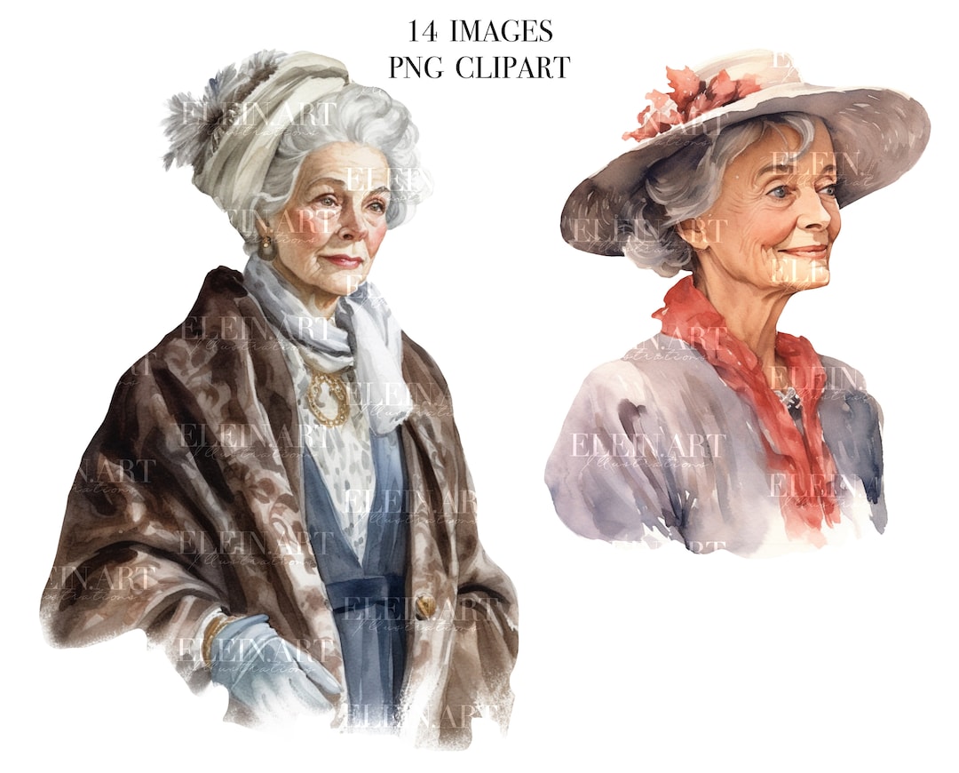 Women Clipart PNG, Lady Clipart, Old People Clipart, Old Aged Clipart, Watercolor Old Women, Old ...