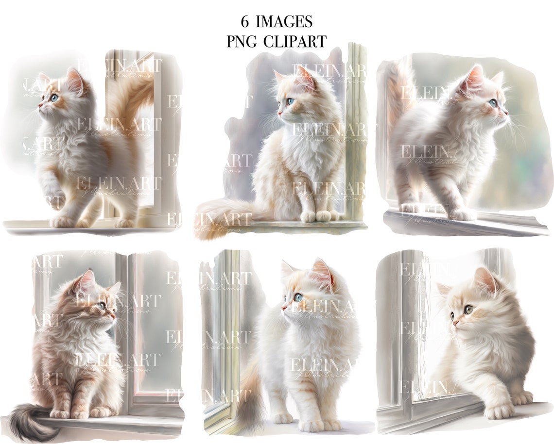 Kitten Clipart, Watercolor Kittens, Digital Kitten, Cute Kitten ...