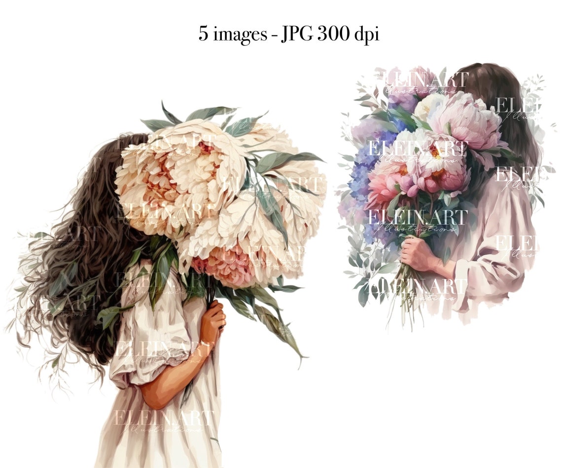 Boho Girls Clipart Girls Printable Clipart Digital - Etsy