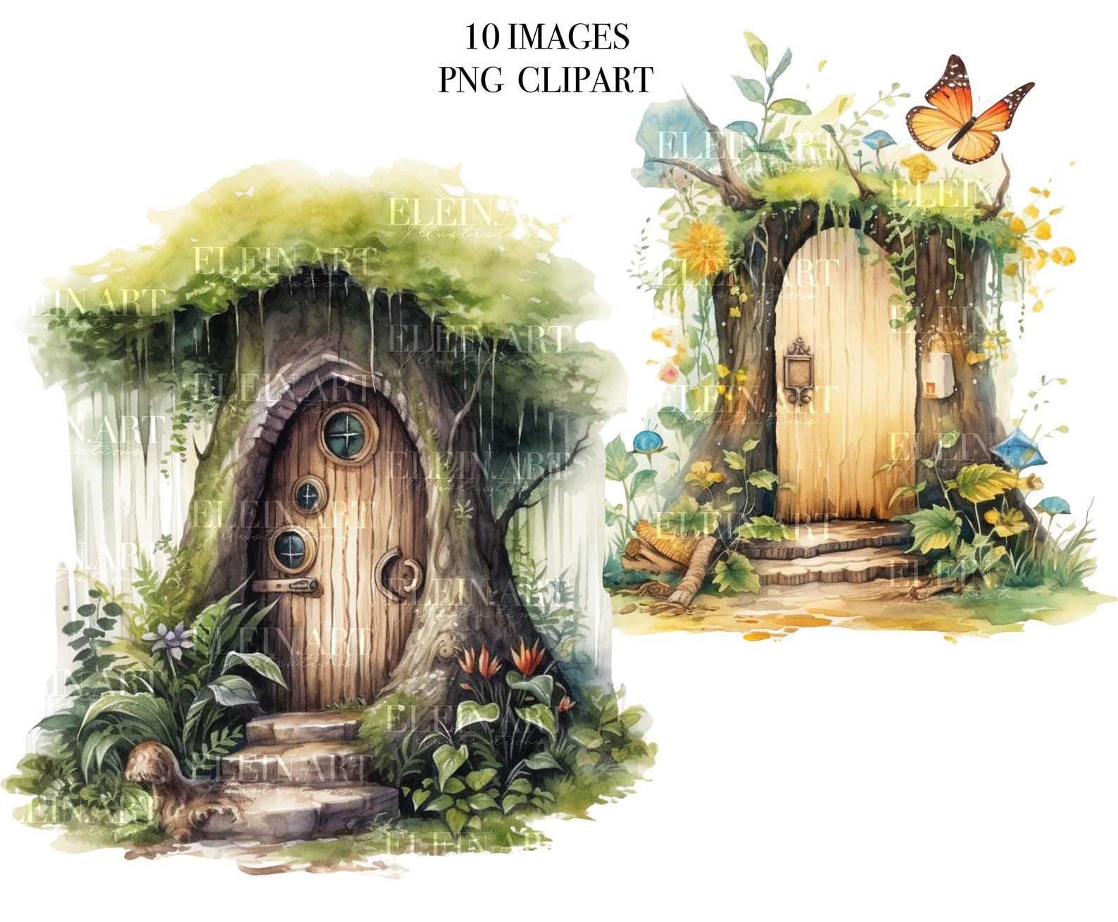 Forest Fairy Clipart, Fairy Door Clipart, Forest Fairy Watercolor ...