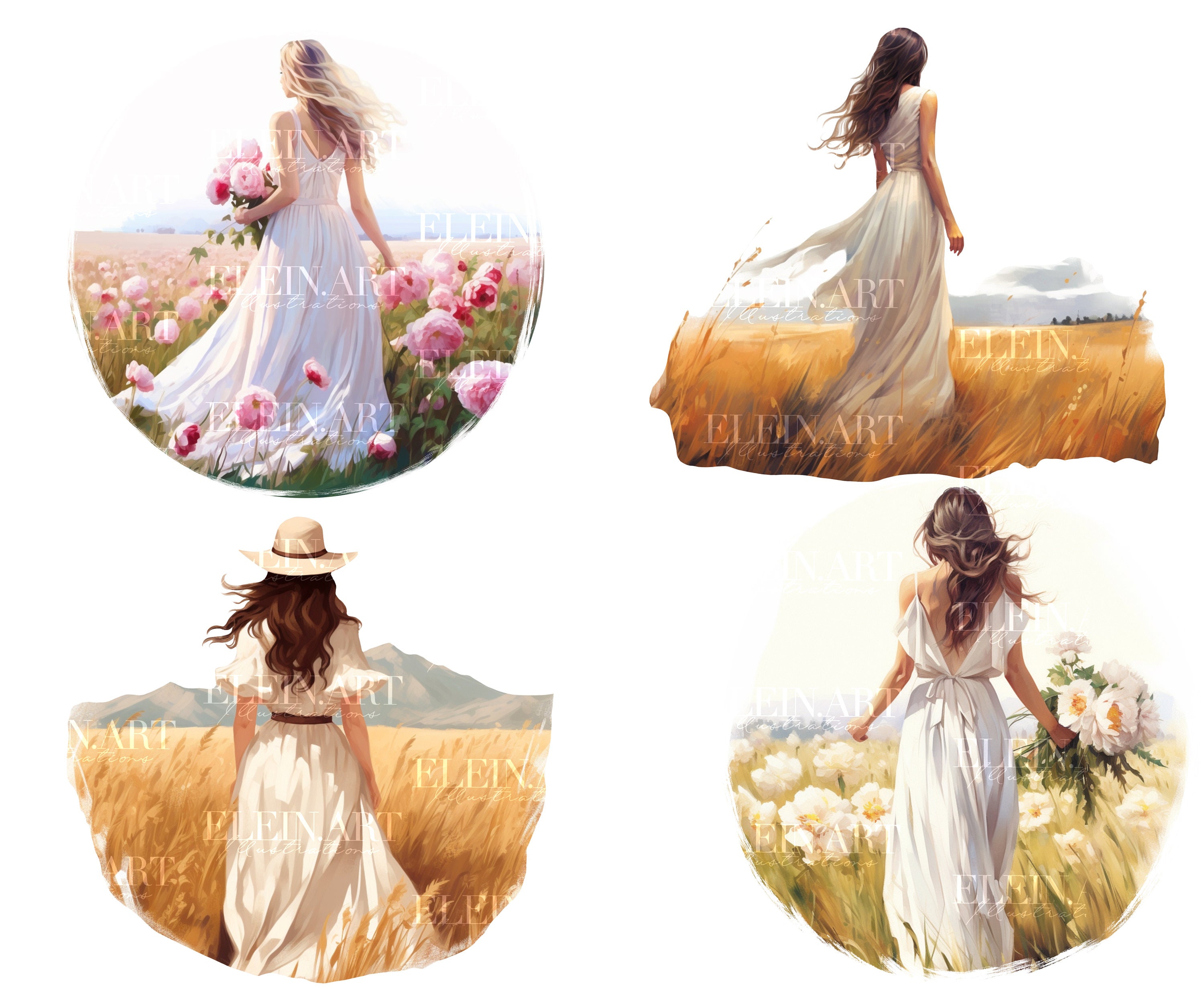 Summer Girl Watercolor Girl Clipart Spring Girl - Etsy