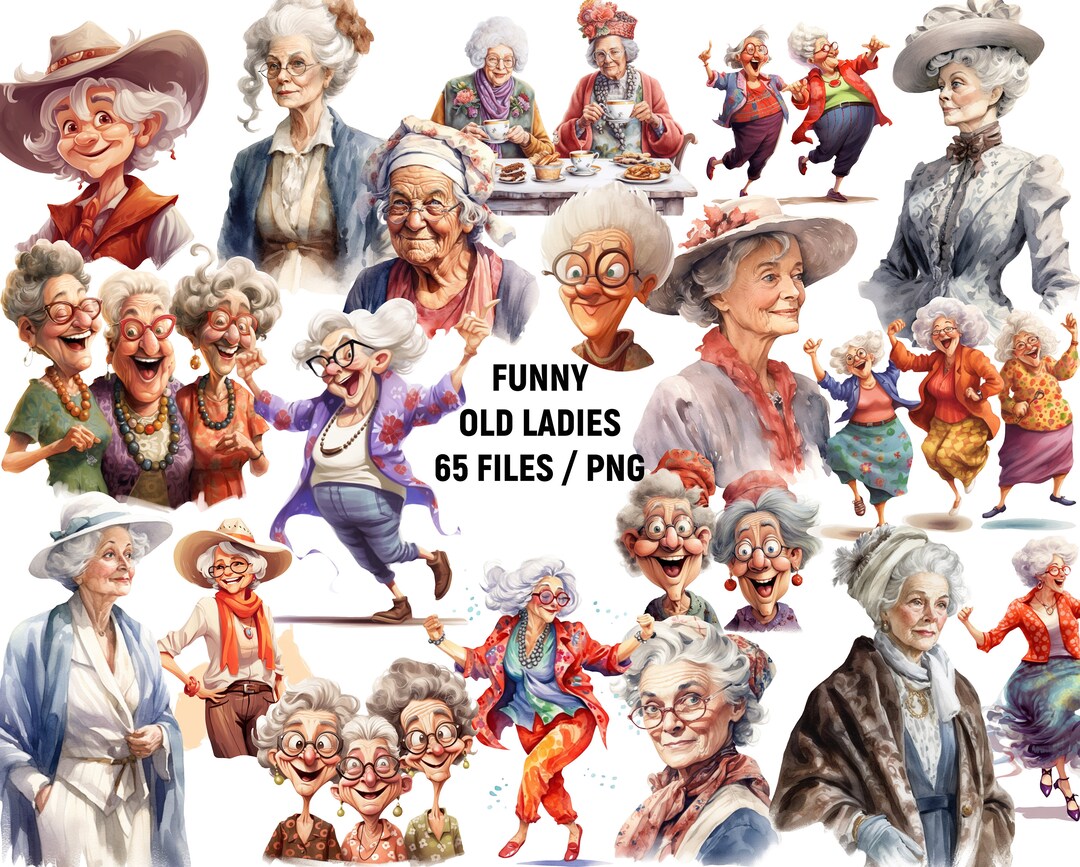 Old Ladies Clipart, People Clipart, Old Lady Clipart, Funny Clipart, Women Clipart PNG ...