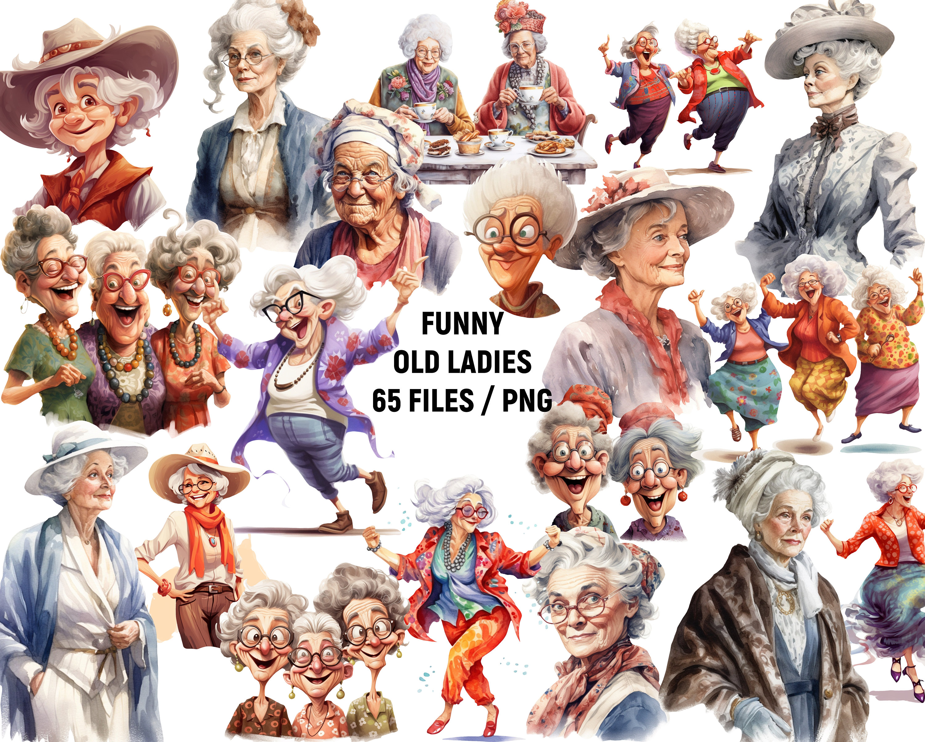 Old Ladies Clipart, People Clipart, Old Lady Clipart, Funny Clipart, Women Clipart PNG ...