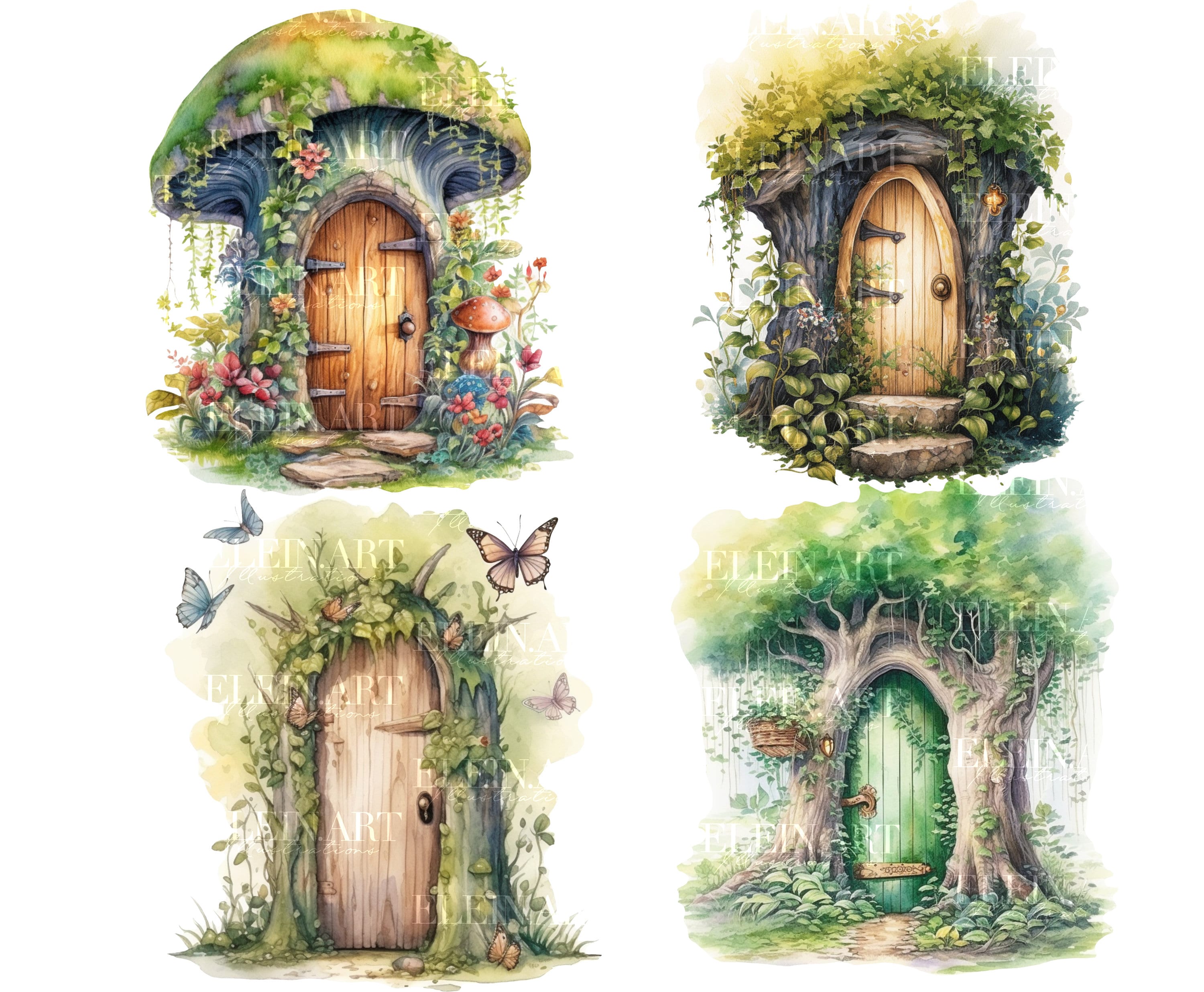 Forest Fairy Clipart, Fairy Door Clipart, Forest Fairy Watercolor ...