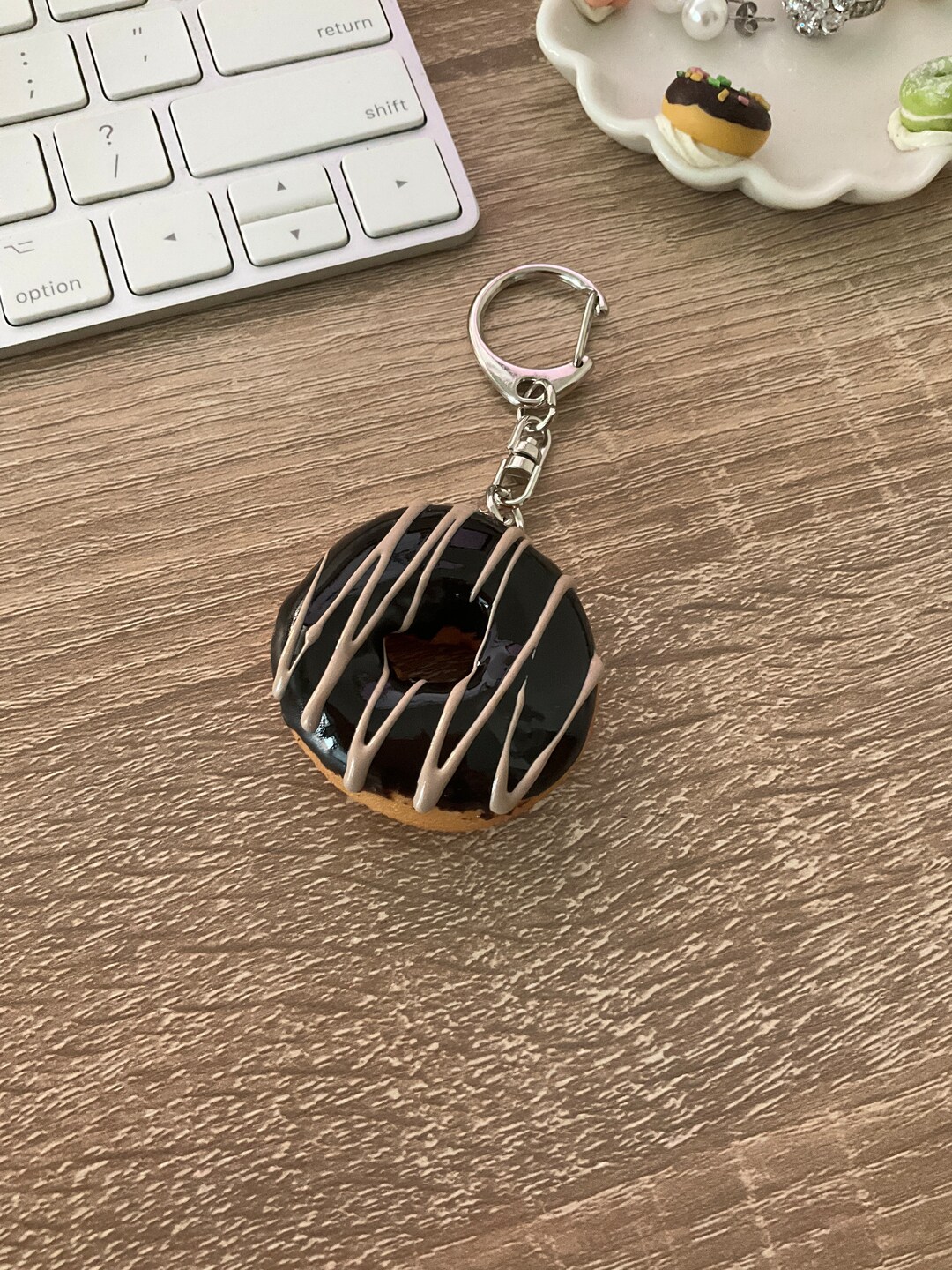 Donut Keychain Chocolate,butter Keychain,whimsical Keychain,gift for ...