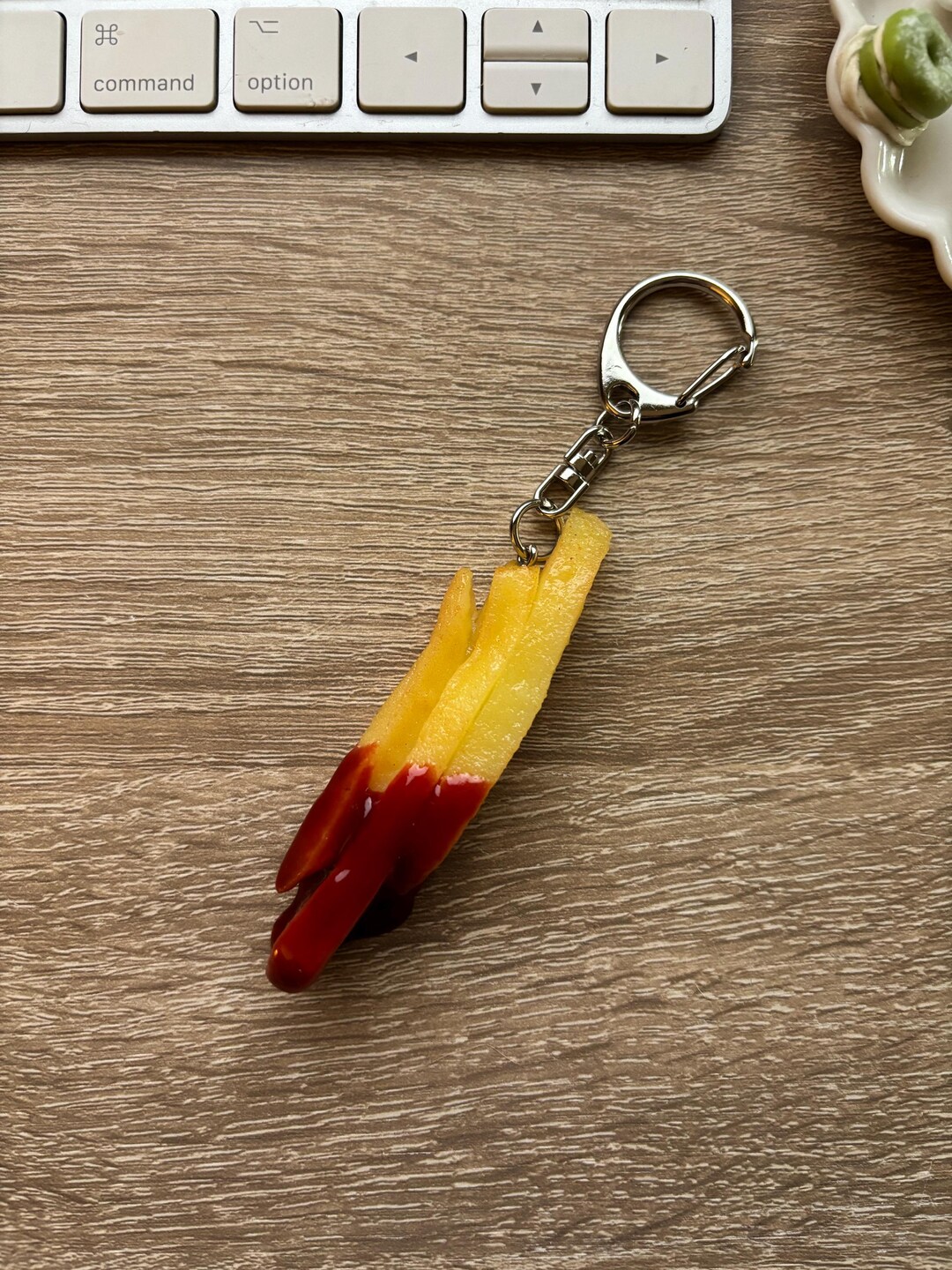 French Fries Keychain, Ketchup Dip, Handmade Food Charm - Etsy