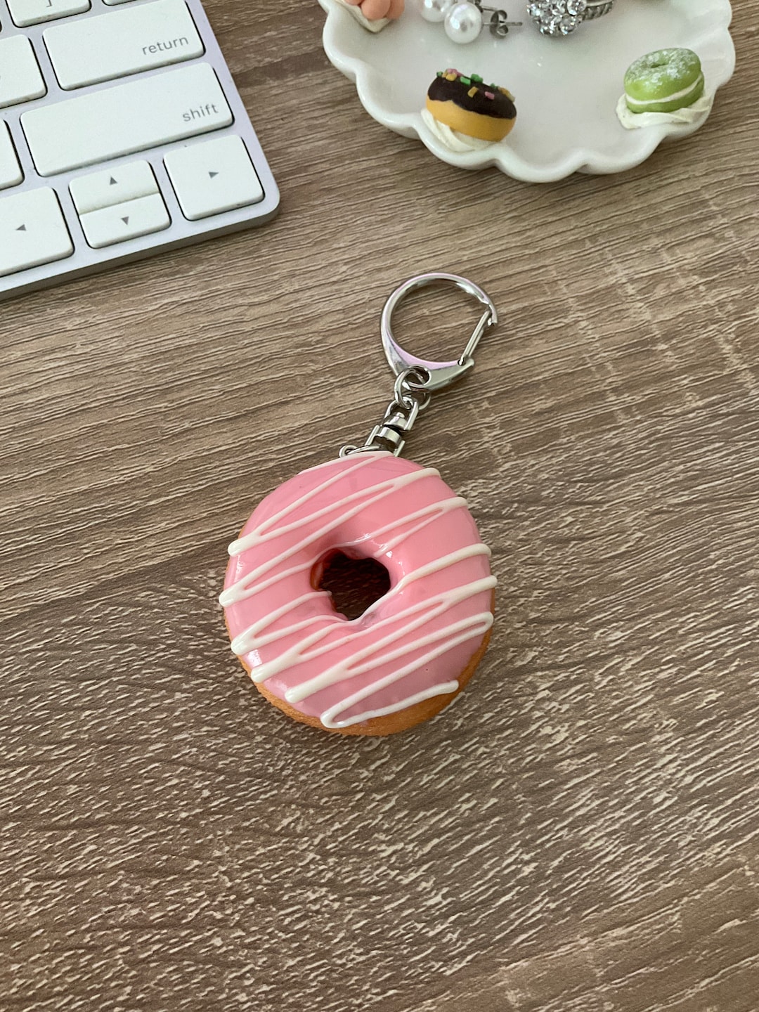 Donut Keychain Strawberry,butter Keychain,whimsical Keychain,gift for ...