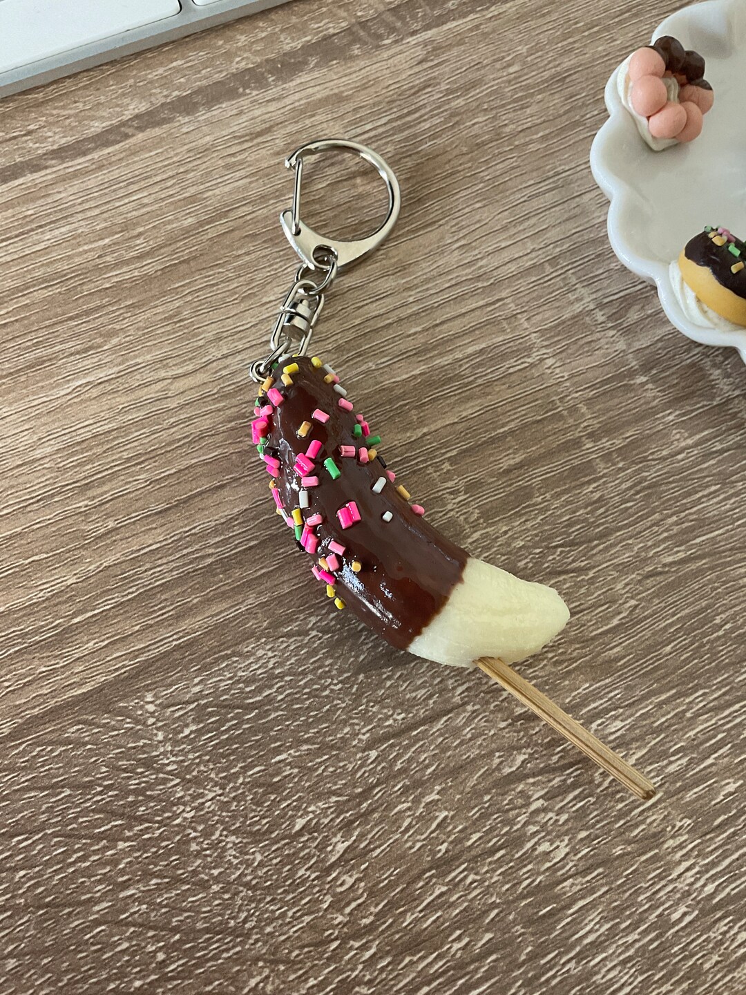Banana With Stick Keychain Chocolate+kawaii Keychain+cute Keychain ...